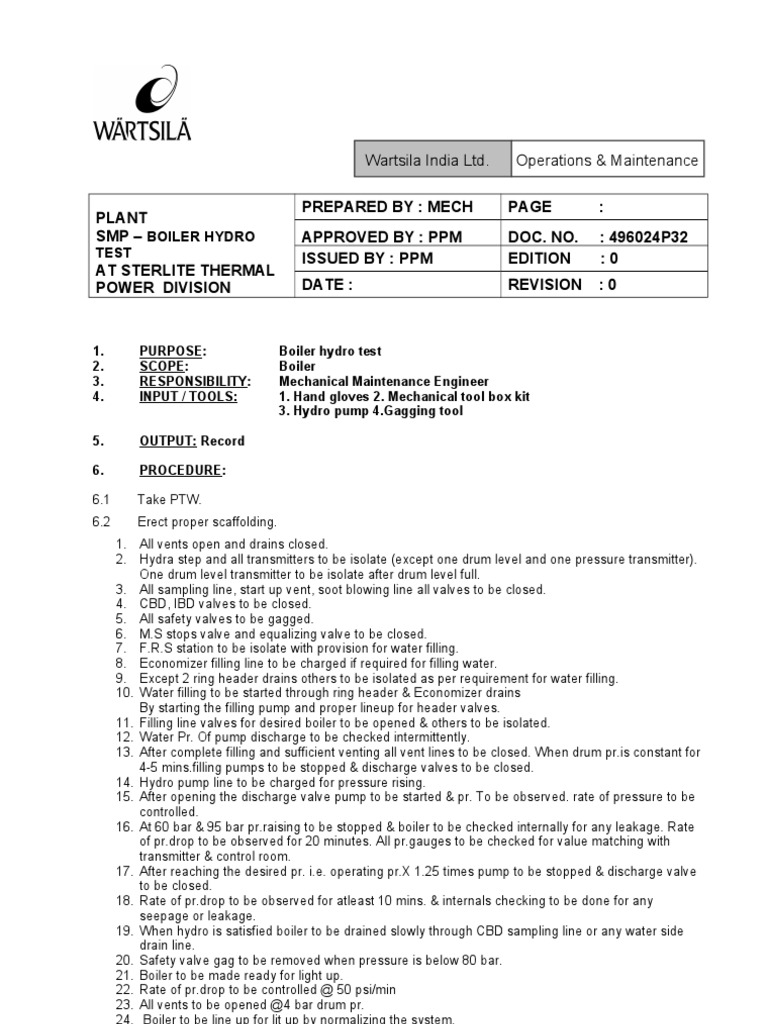 Boiler Hydro Test | Download Free PDF | Pump | Valve