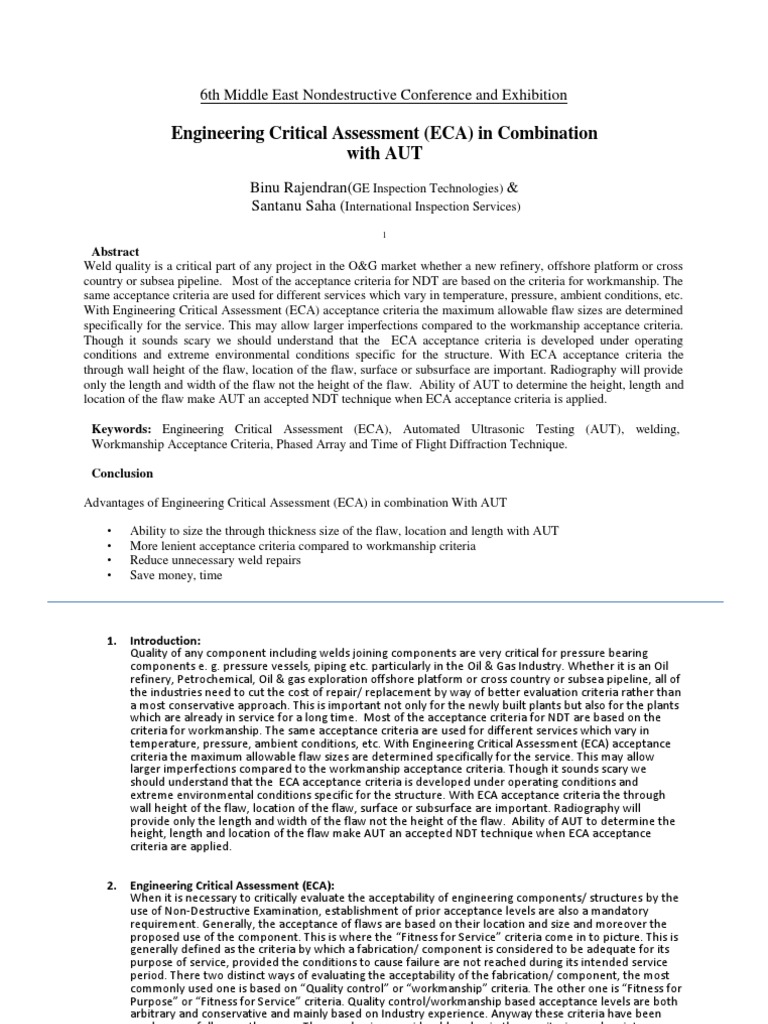 Engineering Critical Assessment | PDF | Nondestructive Testing ...