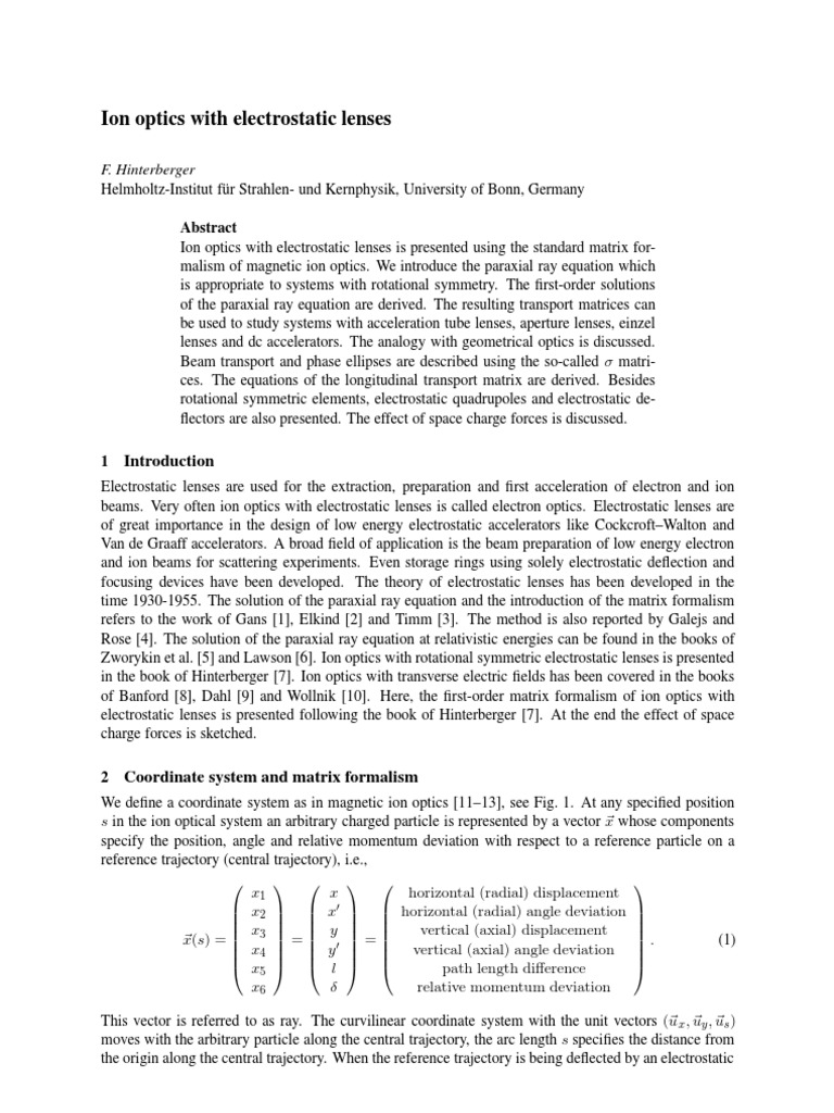 Einzel Lens | PDF | Lens (Optics) | Particle Accelerator