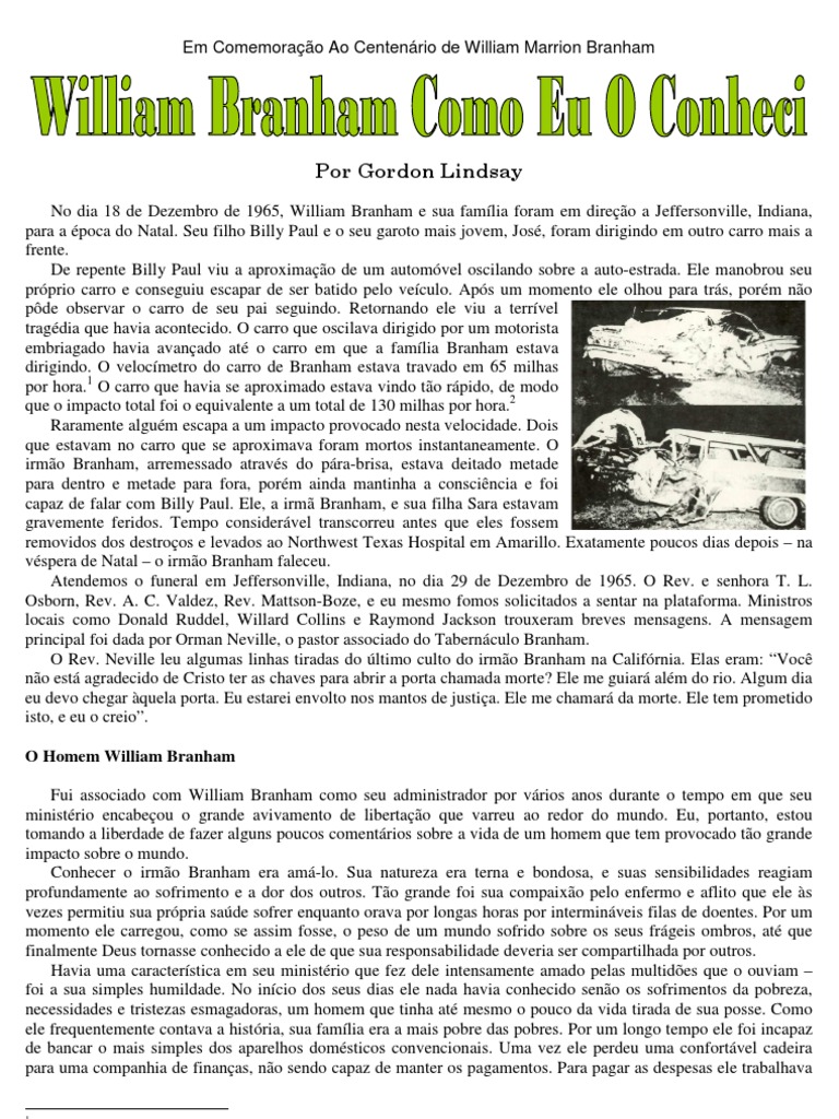 William Branham Como Eu o Conheci - Por Gordon Lindsay | Download ...