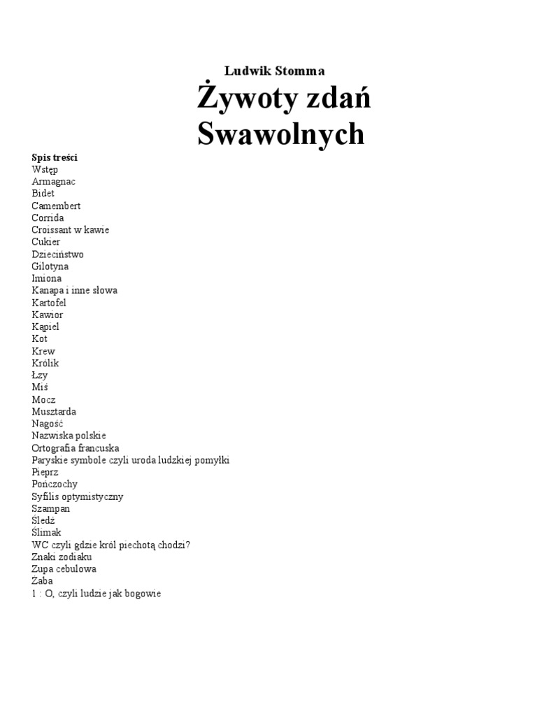 Ludwik Stomma - Zywoty Zdan Swawolnych | PDF