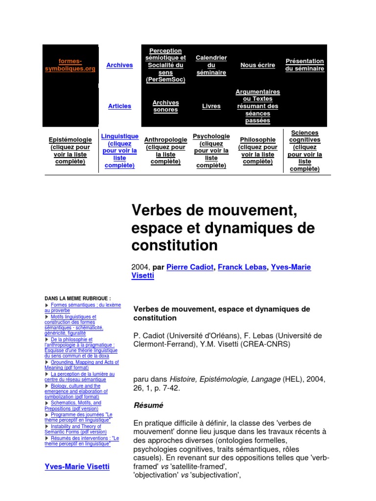 Verbes de mouvement et perception sémantique | PDF | la perception ...