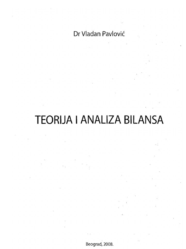 Vladan Pavlović - Teorija I Analiza Bilansa | PDF