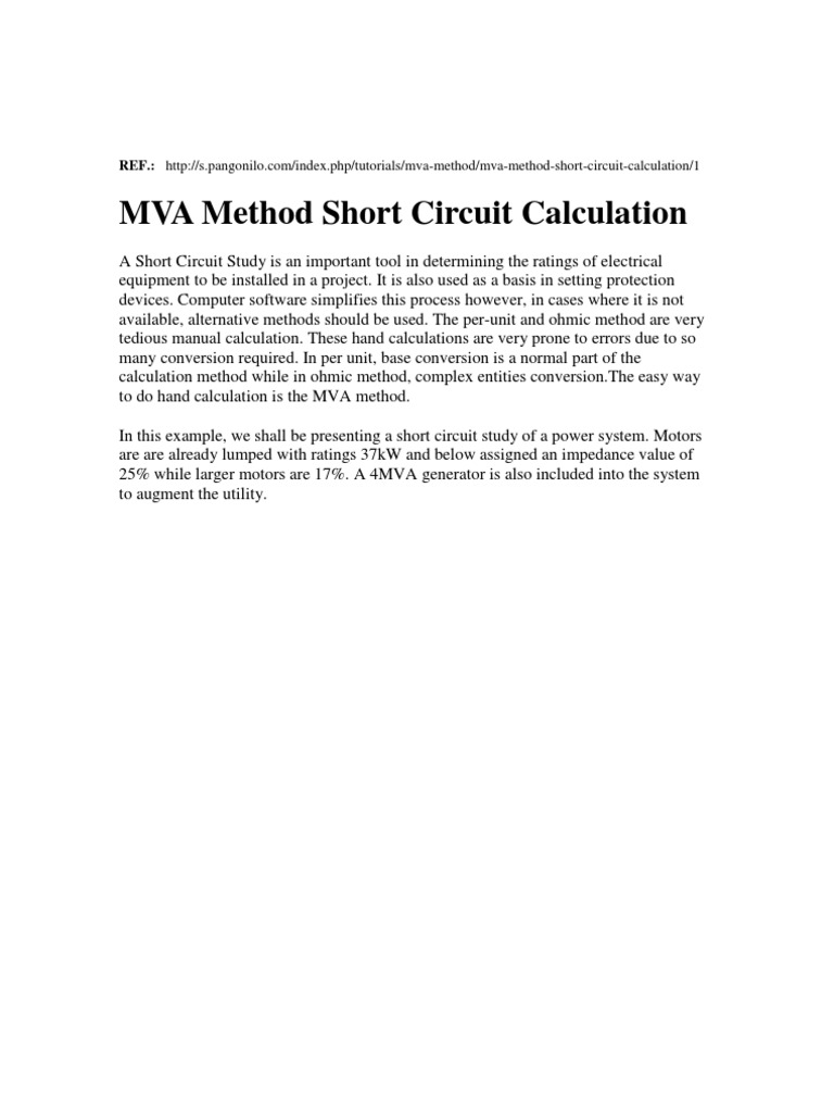 MVA Method Short Circuit Calculation | PDF | Transformer | Series And Parallel Circuits