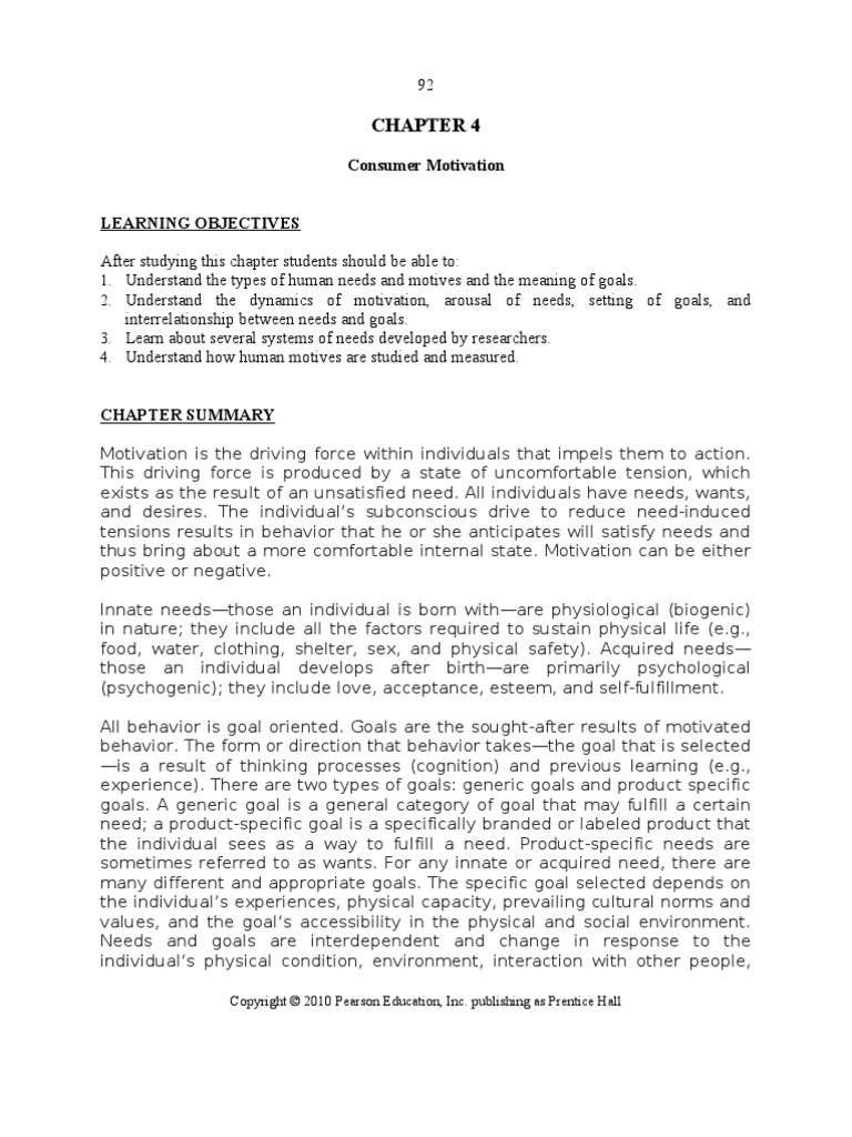 Consumer Motivation Summary Notes | PDF | Motivation | Motivational