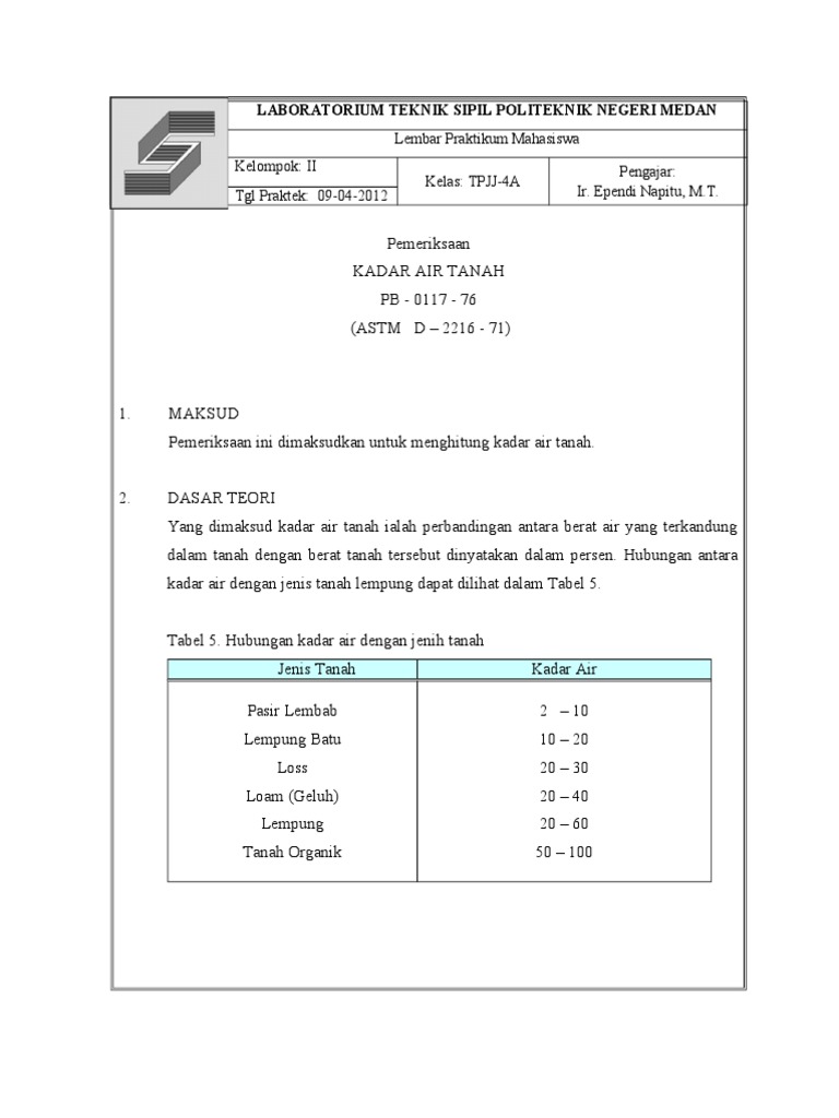 Laporan Lab Uji Tanah | PDF