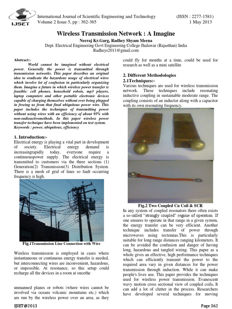 Wireless Transmission Network: A Imagine | PDF | Inductor | Antenna (Radio)