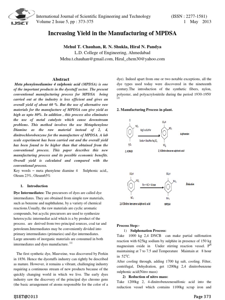 Enhancing MPDSA Yield in Dye Production | PDF | Dye | Filtration