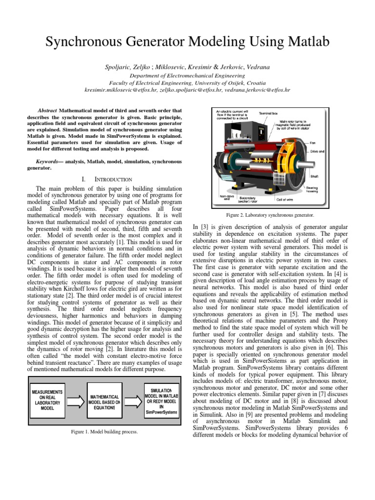 Synchronous Generator Modeling Using Matlab | PDF | Electric Generator | Mechanical Engineering