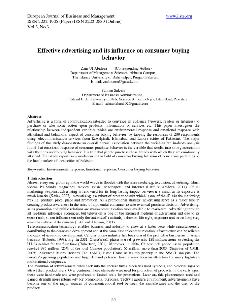 Effective Advertising and Its Influence On Consumer Buying Behavior ...