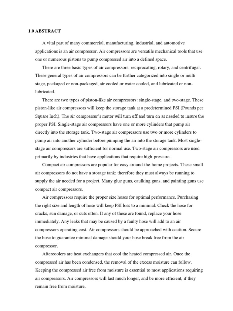 Single-Stage Air Compressor Analysis | PDF | Power Inverter | Electric ...