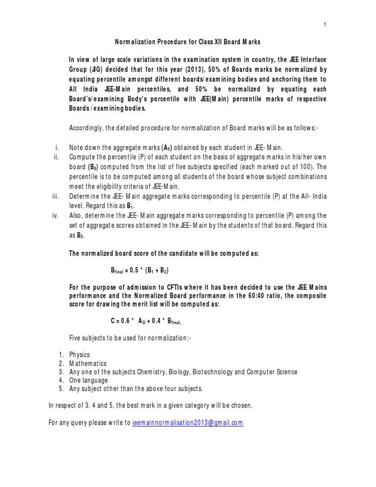 Normalization Formula