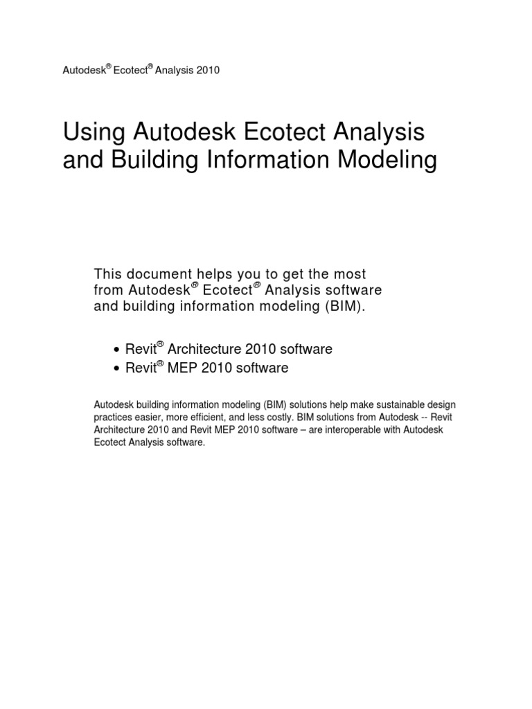 Using Autodesk Ecotect Analysis and Building Information Modeling Final ...