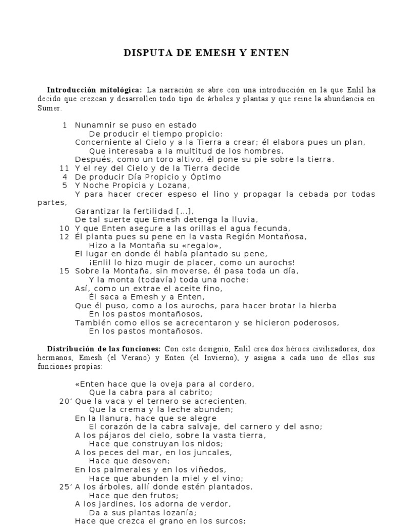 Disputa de Emesh y Enten Texto | PDF | Cabra | Vacas
