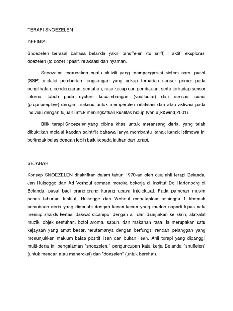 Terapi Snoezelen | PDF