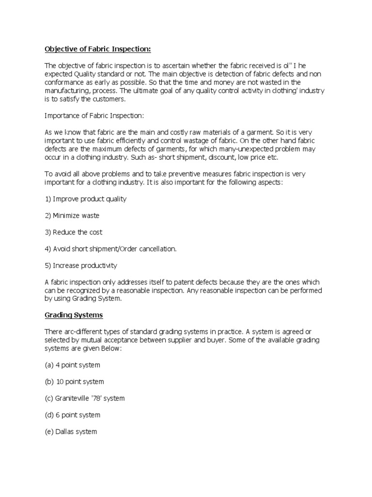 Fabric Inspection | PDF | Textiles