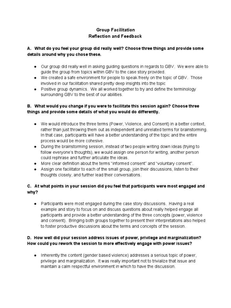 Facilitating GBV Discussions | PDF | Conversation | Brainstorming