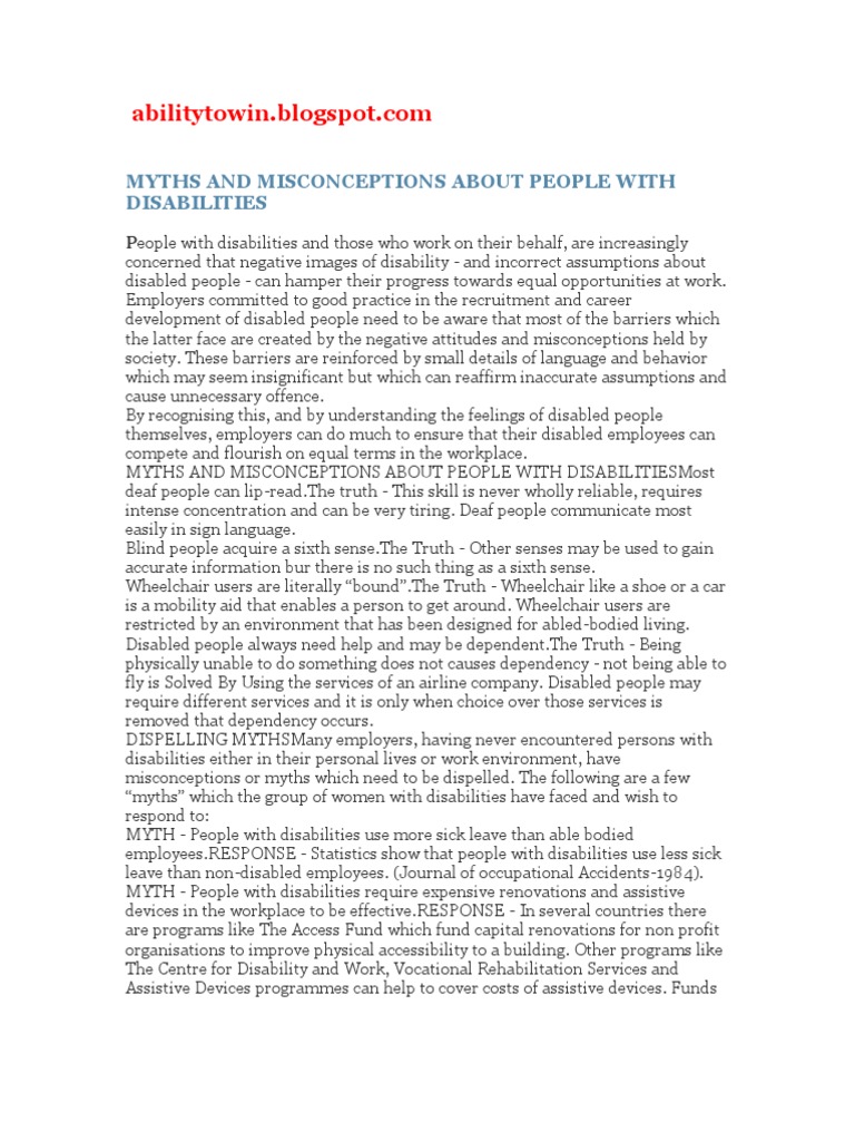 Myths and Misconceptions About People With Disabilities | Download Free ...