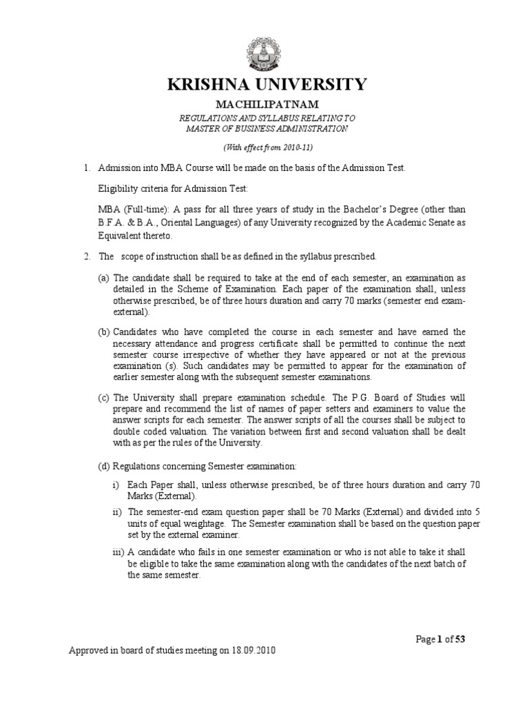 Ku Syllabus | PDF | Master Of Business Administration | Organizational ...