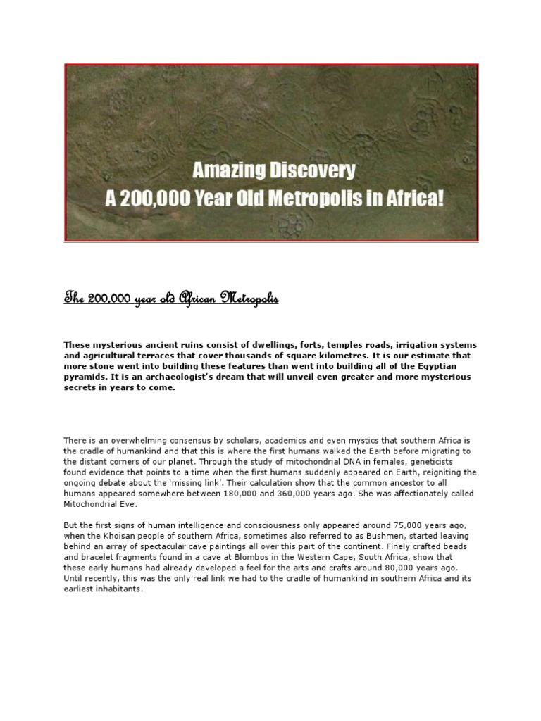 150,000 Yr Old African Metropolis | PDF | Nature