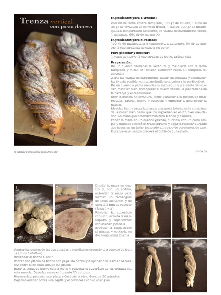 Trenza Vertical Con Pasta Danesa | PDF | Huevo como alimento | Levadura
