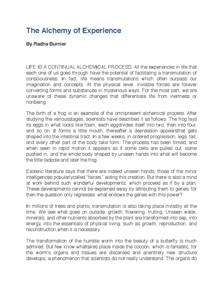 The Alchemy of Experience | PDF | Alchemy | Frog