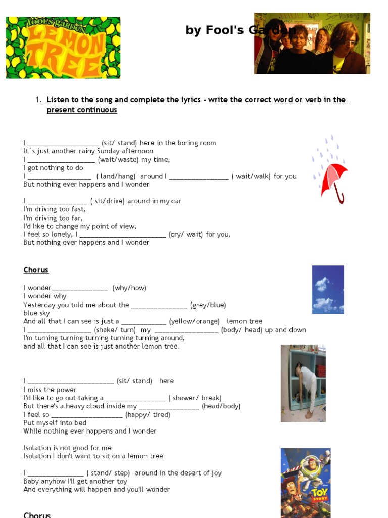 "Lemon Tree Lyrics Activity" | PDF | Verb | Morphology