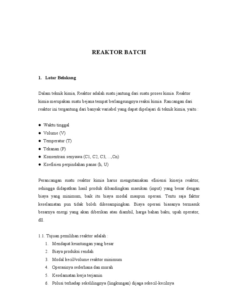 Tugas 1 Reaktor Batch | PDF