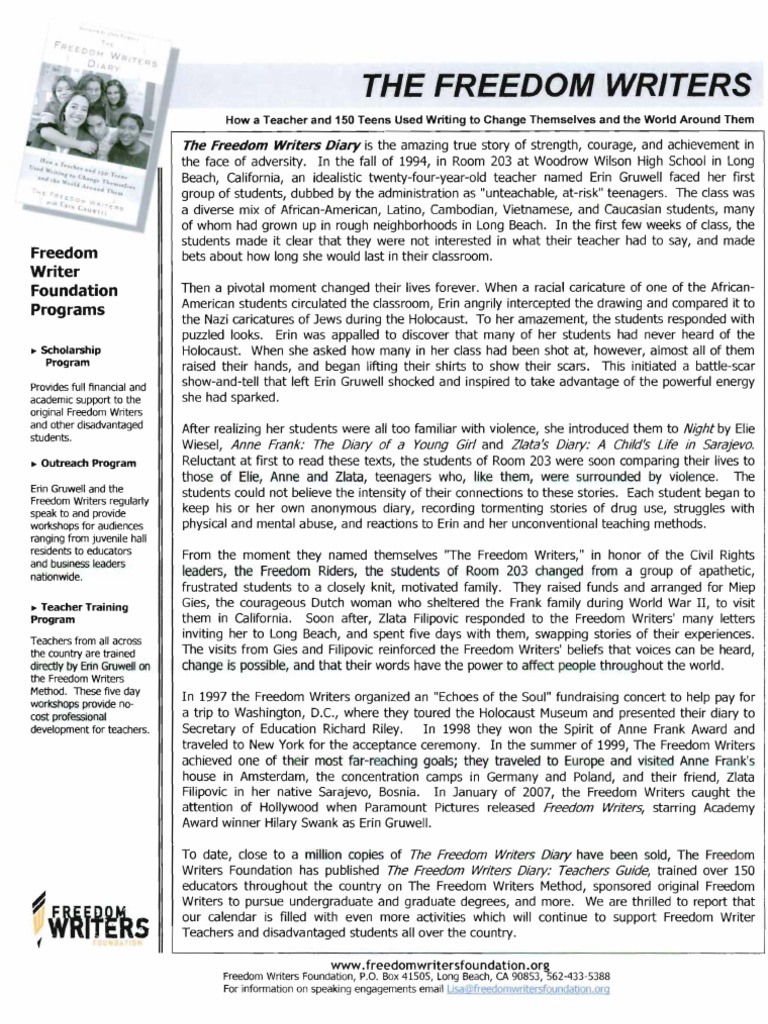 Freedom Writers | PDF | Teaching And Learning | Teachers