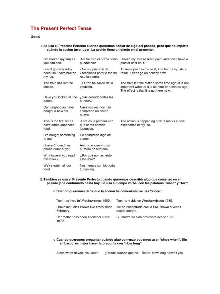 Uso y formación del presente perfecto | PDF | Ciencia cognitiva | Reglas