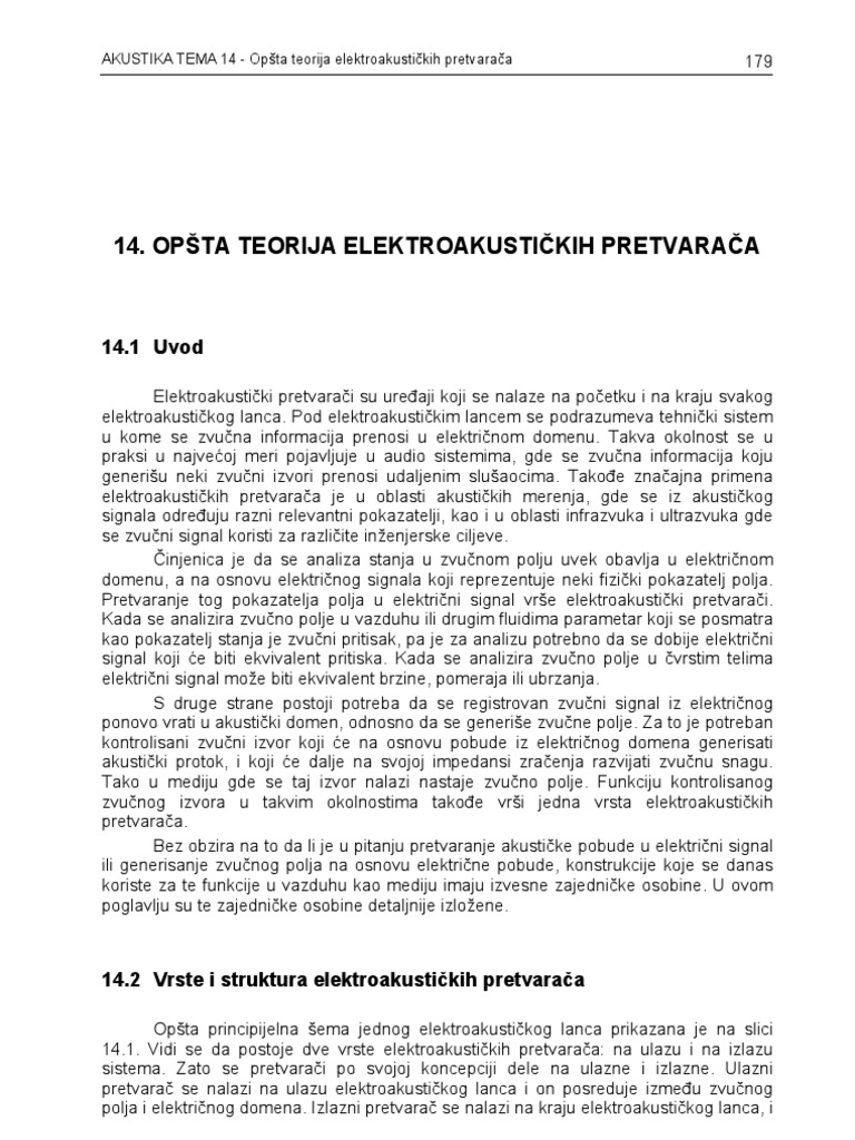 Opsta Teorija Elektroakustickih Pretvaraca | PDF