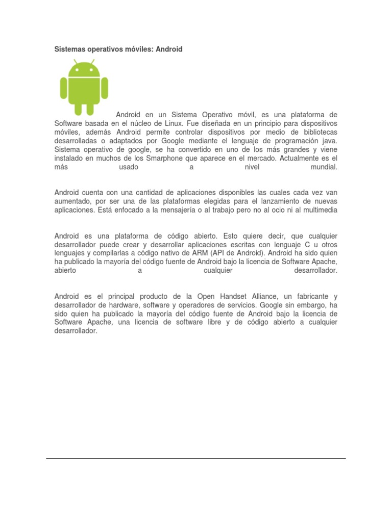 Sistemas Operativos Móviles | PDF | Android (sistema operativo) | Java ...