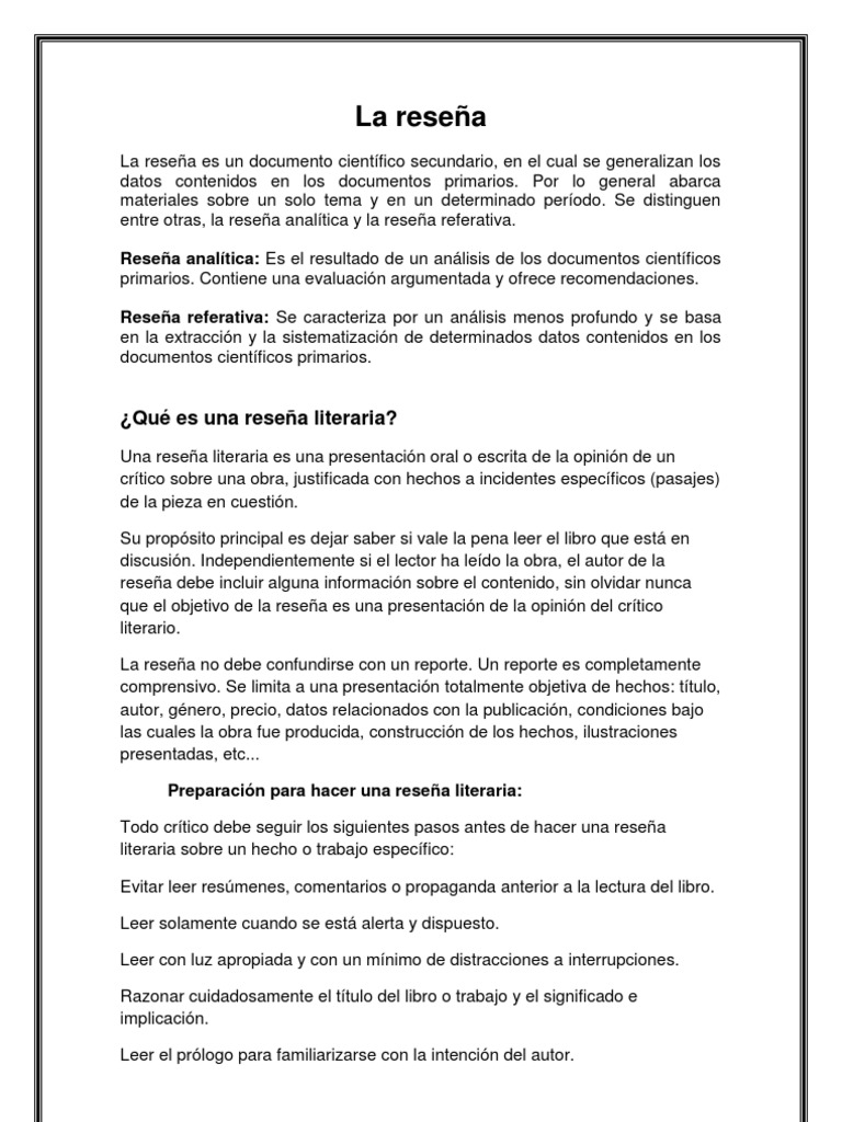 Qué Es Una Reseña | PDF | Lectura (proceso) | Autor