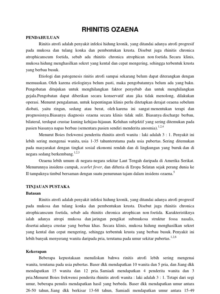 Rhinitis Atrofi: Penyebab & Gejala | PDF
