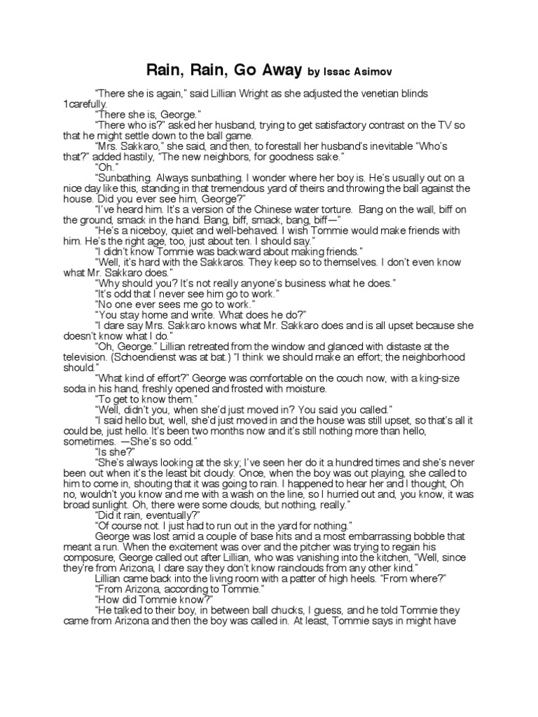 6666654332rain, Rain Go Away Text PDF | PDF | Weather | Nature