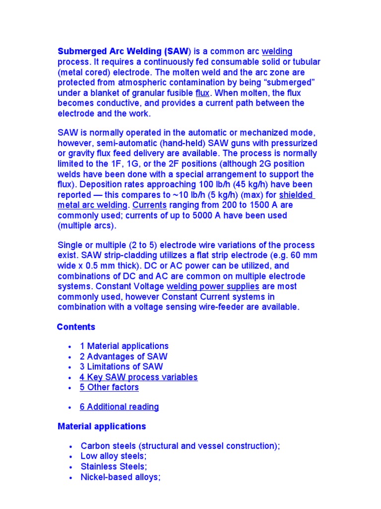 Submerged Arc Welding | PDF | Electric Heating | Welding