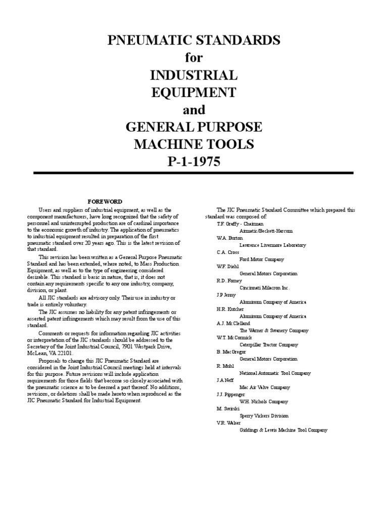 Pneumatic Standards For Industrial Equipment and General Purpose ...