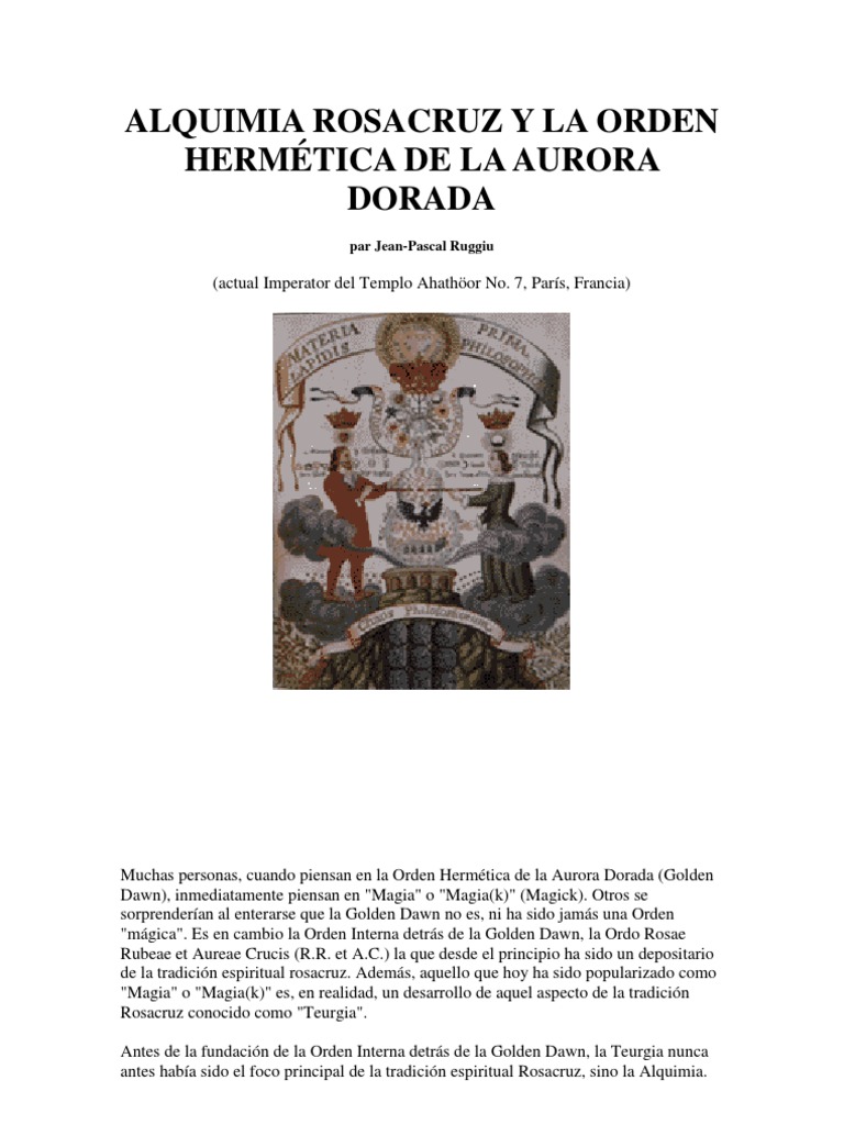 Alquimia Rosacruz y La Orden Hermética de La Aurora Dorada | PDF ...
