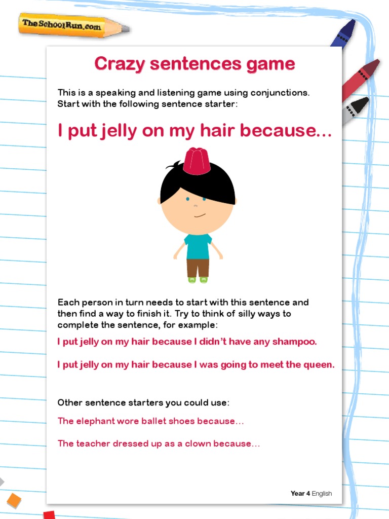 Crazy Sentences Game | PDF | Language Arts & Discipline