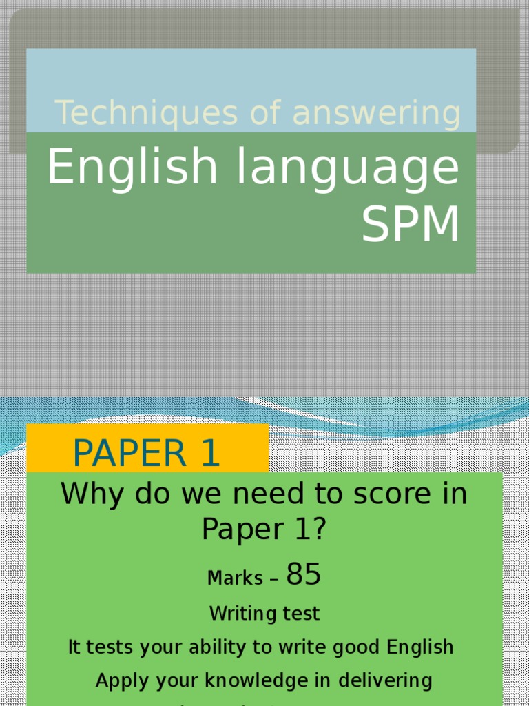 Techniques of Answering SPM | PDF | Science | Transport
