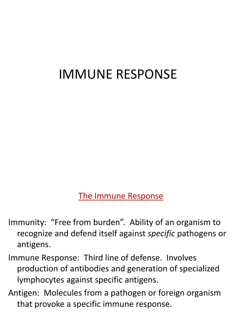 Immune Response Class | PDF | Immune System | Antigen