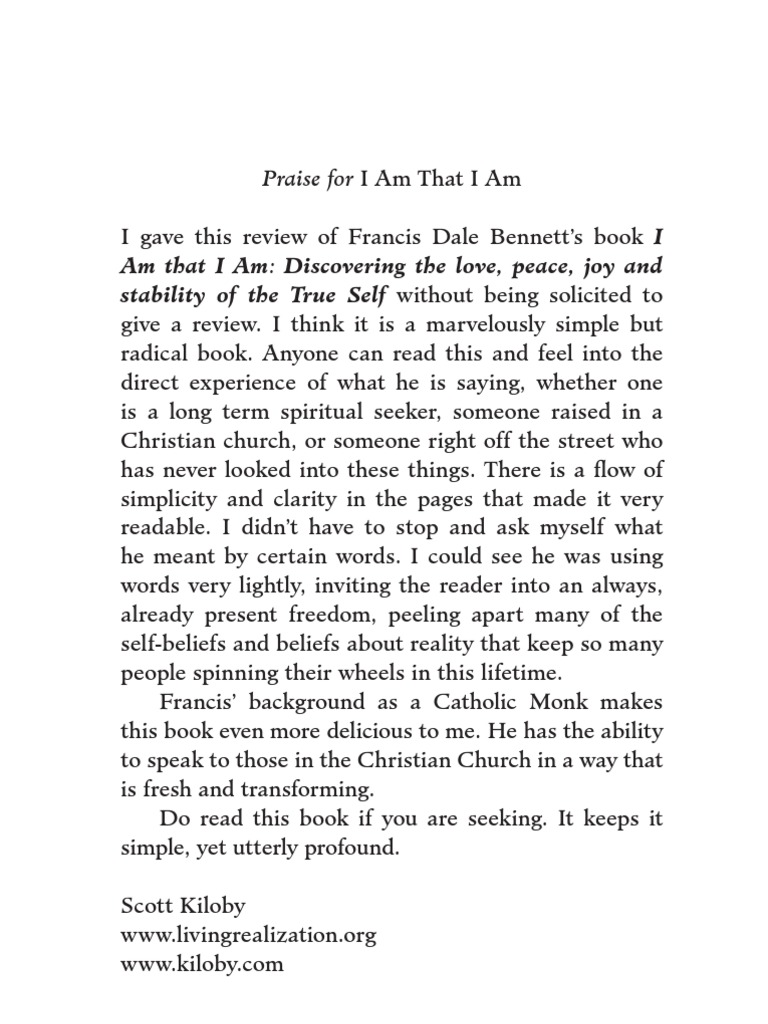 I Am That I Am Francis Bennett Sample | PDF | Vipassanā | Existence