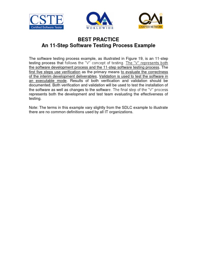 11 Step Software Testing Process Pdf Software Testing Software 5790