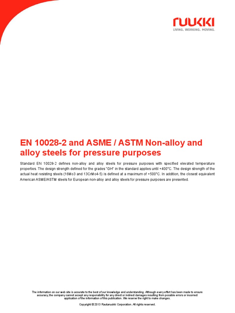 En 10028 2 Non Alloy and Alloy Steels For Pressure Purposes | PDF ...