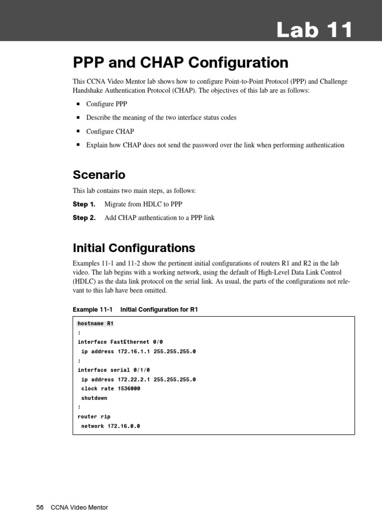 CCNA: PPP & CHAP Configuration Guide | PDF | Computer Standards | Network Protocols
