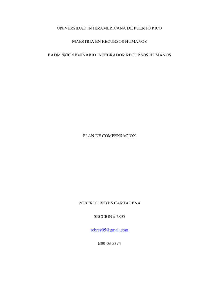 Plan de Compensacion | PDF | Recursos humanos | Derecho laboral