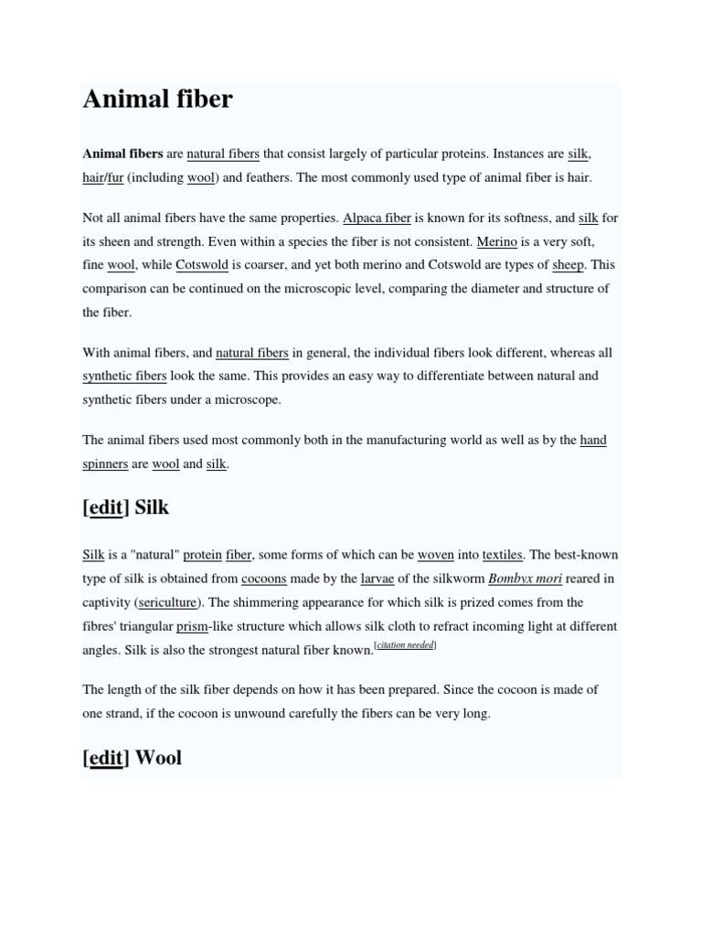Animal Fiber | PDF | Animal Hair Products | Fibers