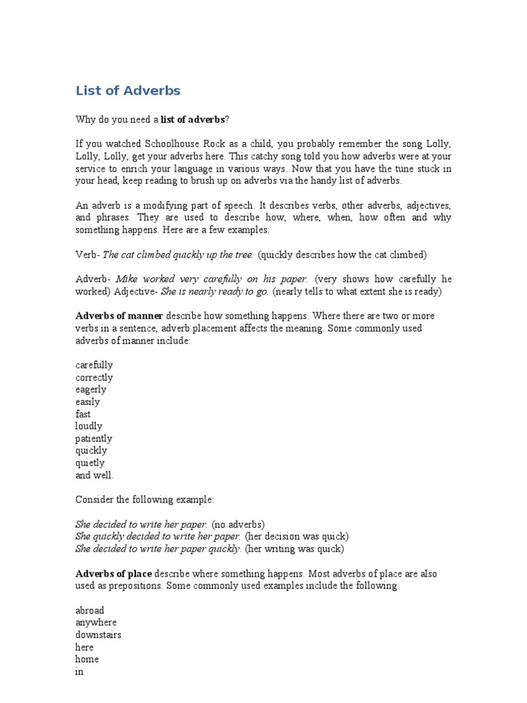 List of Adverbs | PDF | Lexical Semantics | Adverb