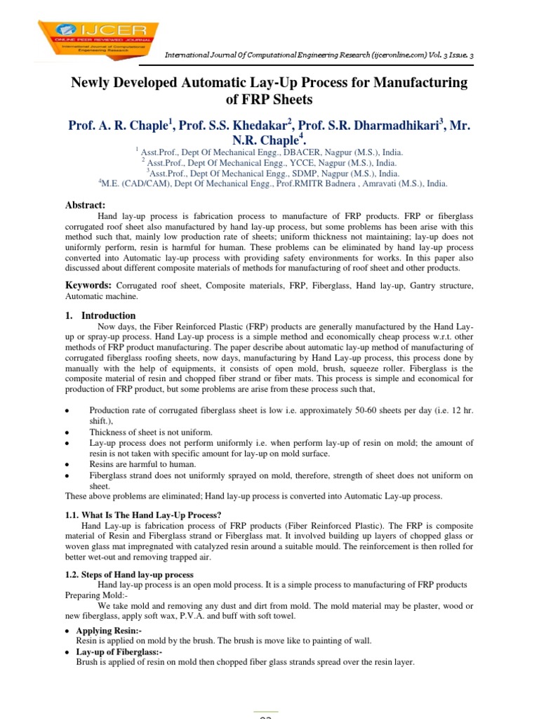 Newly Developed Automatic Lay-Up Process For Manufacturing of FRP ...