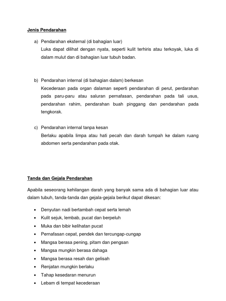 Tanda dan Pengendalian Pendarahan | PDF | Kesehatan Holistik
